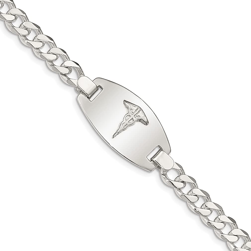 IceCarats 925 Sterling Silver Medical Alert Curb Link Chain Bracelet