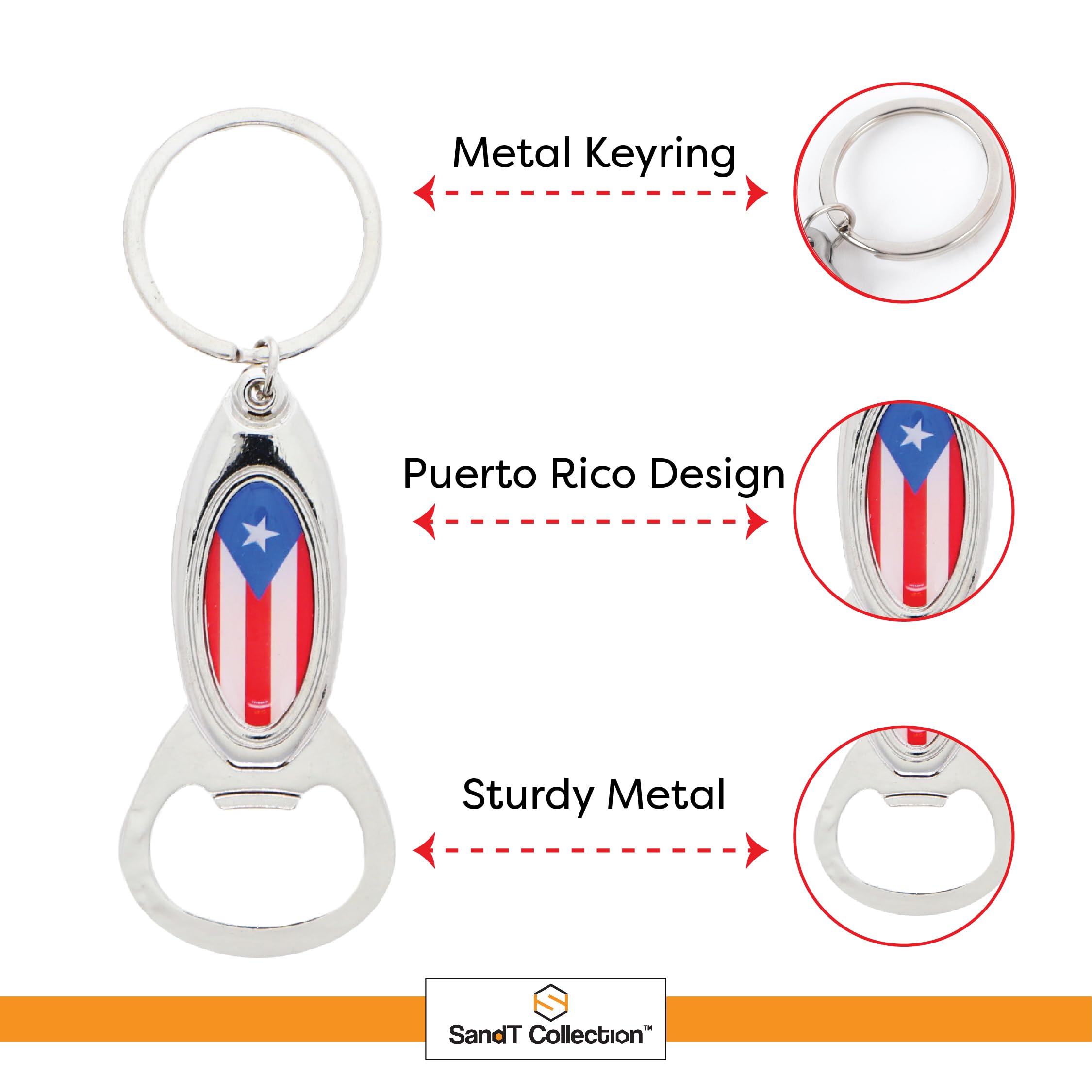 Purto Rico Beer Bottle Opener Keychain - Set of 3 - Oval