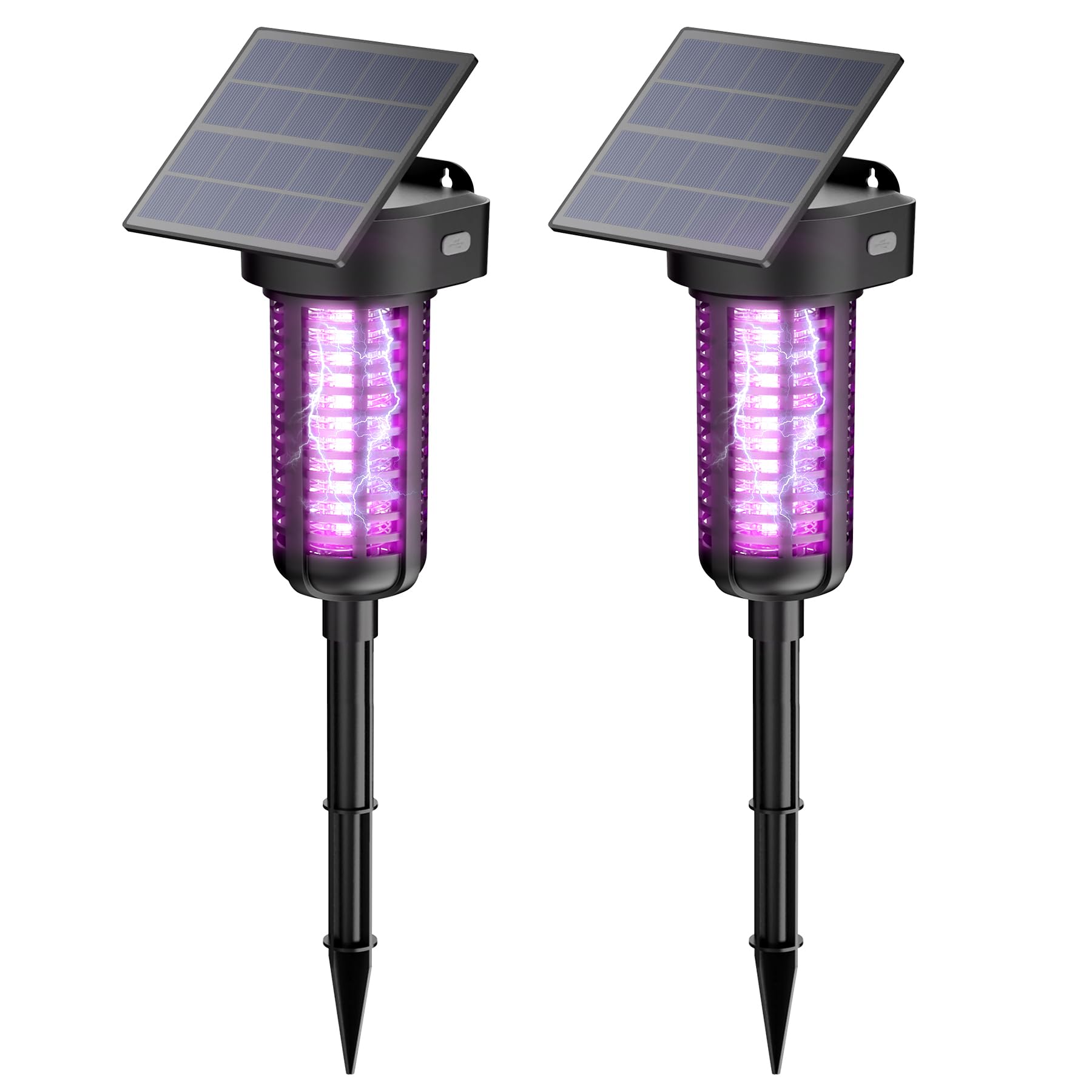 Solar Bug Zapper Outdoor 2 Pack, Garden Mosquito Zapper Waterproof & Cordless & Rechargeable & Auto On/Off,Flying Insect Zapper Mosquito Killer Lamp Mosquito Catcher Decorative Light for Patio