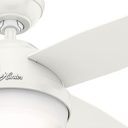 Hunter Dempsey Indoor Ceiling Fan with LED Light and Remote Control, 44", White