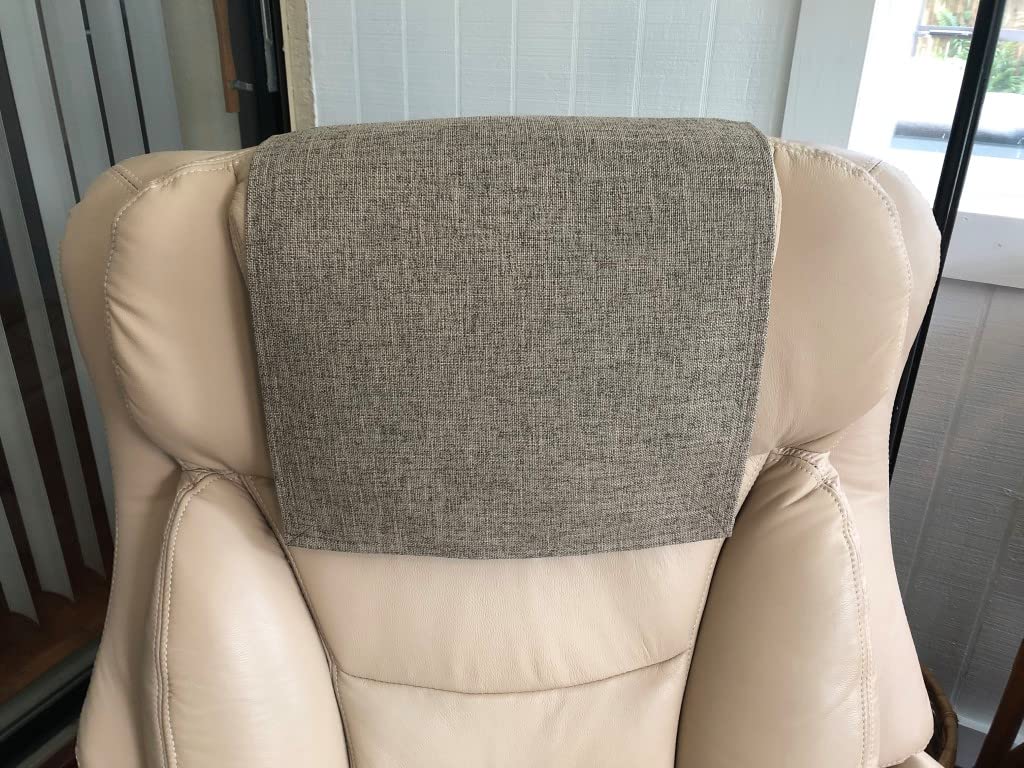 Recliner Headrest Cover as Home Decor Upholstery Fabric Mink Brown Color Protective Chair Pad, size 14x30" for Furniture Theater Seating Gaming Chair