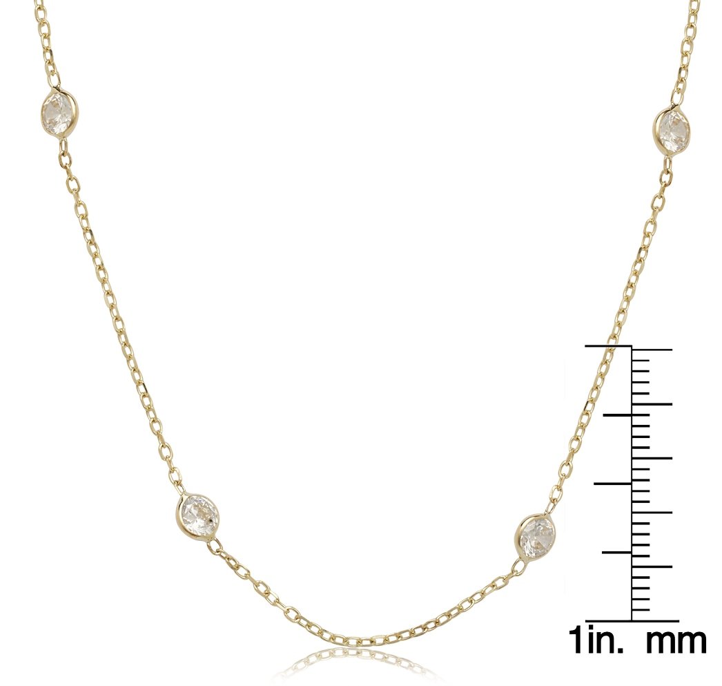 JewelryWeb 14k Yellow Gold Cubic Zirconia CZ by The Yard Station Necklace (16" or 18") (16)
