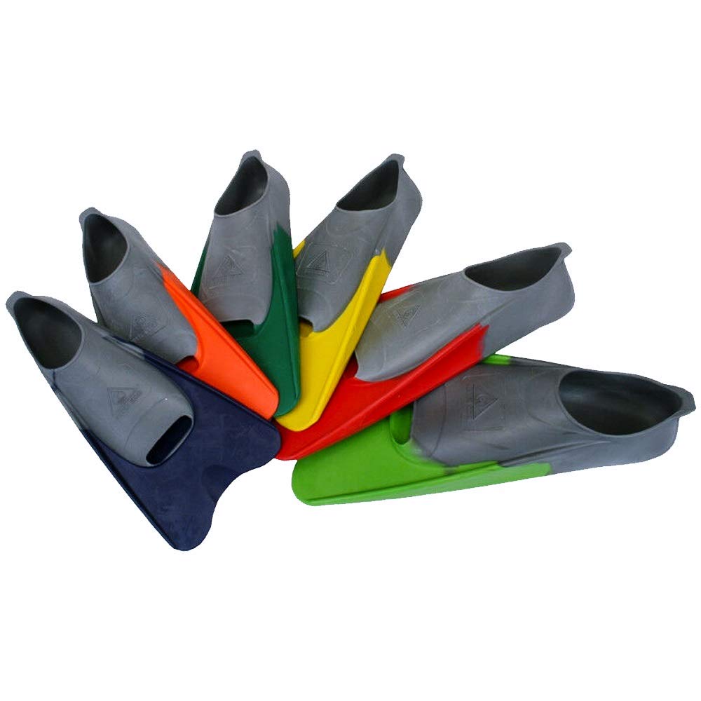 Hype Rubber Swim FINS Flippers Laps Fast Kick Training Pool Beach Scuba (1-3 Grey Pocket/Navy Fin)