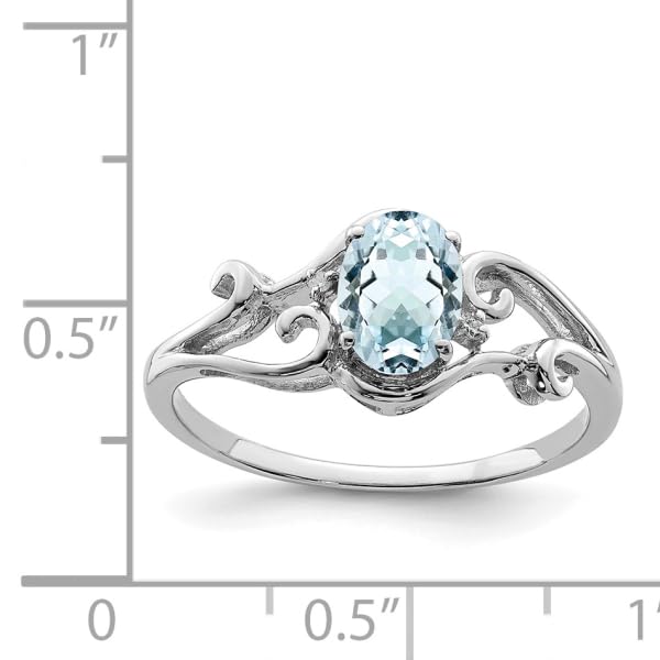 IceCarats 925 Sterling Silver Diamond Blue Aquamarine Oval Ring Gemstone Band Size 9.00