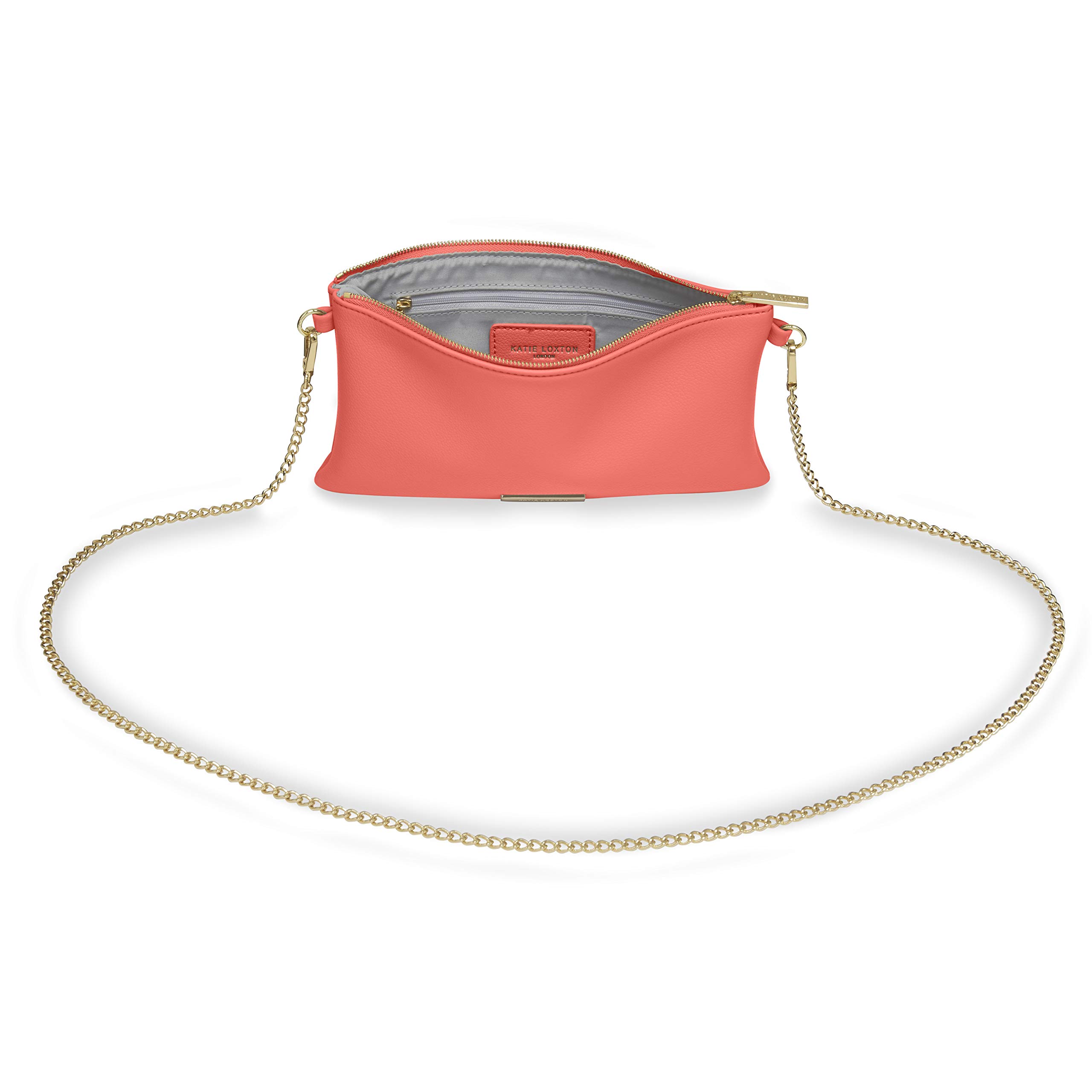 KATIE LOXTON Freya Soft Pebble Women's Vegan Leather Convertible Crossbody Clutch Purse Coral