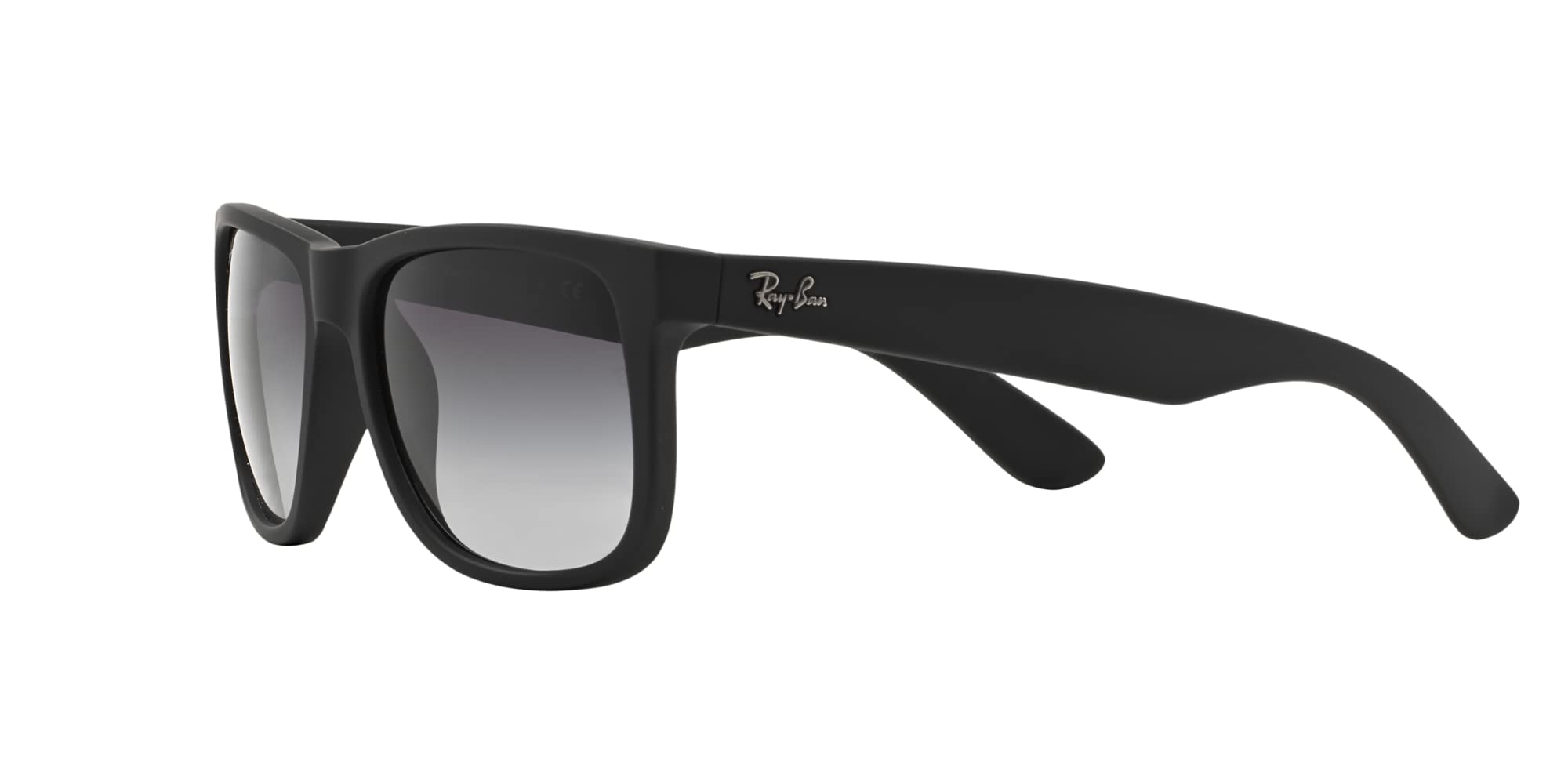 Ray-Ban RB4165 Justin Rectangular Sunglasses, Rubber Transparent Light/Dark Brown, 51 mm