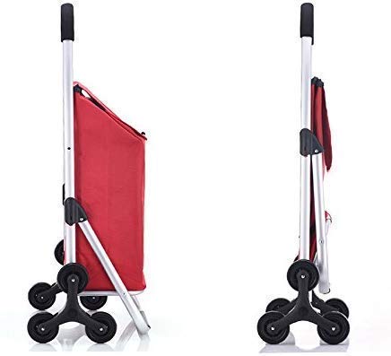 Shopping Trolley on Wheels Multi Function Shopping Cart Lightweight Trolley Tri-Wheel Stair Climbing Cart with Large Capacity Folding Storage Hand Trucks,Grass Green ,