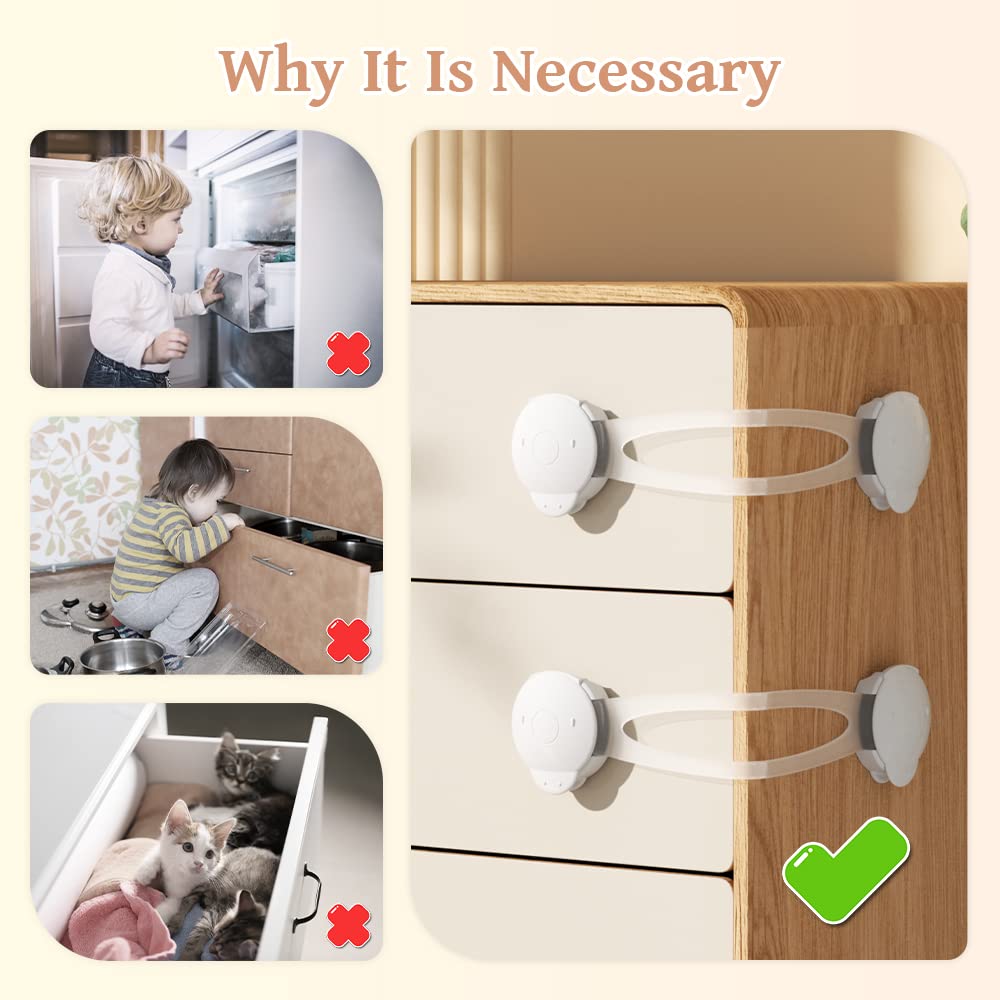 SAFELON 6 Pcs Baby Safety Multi-Purpose Locks, Childproof Cabinet Lock, Drawer Lock, Fridge Lock