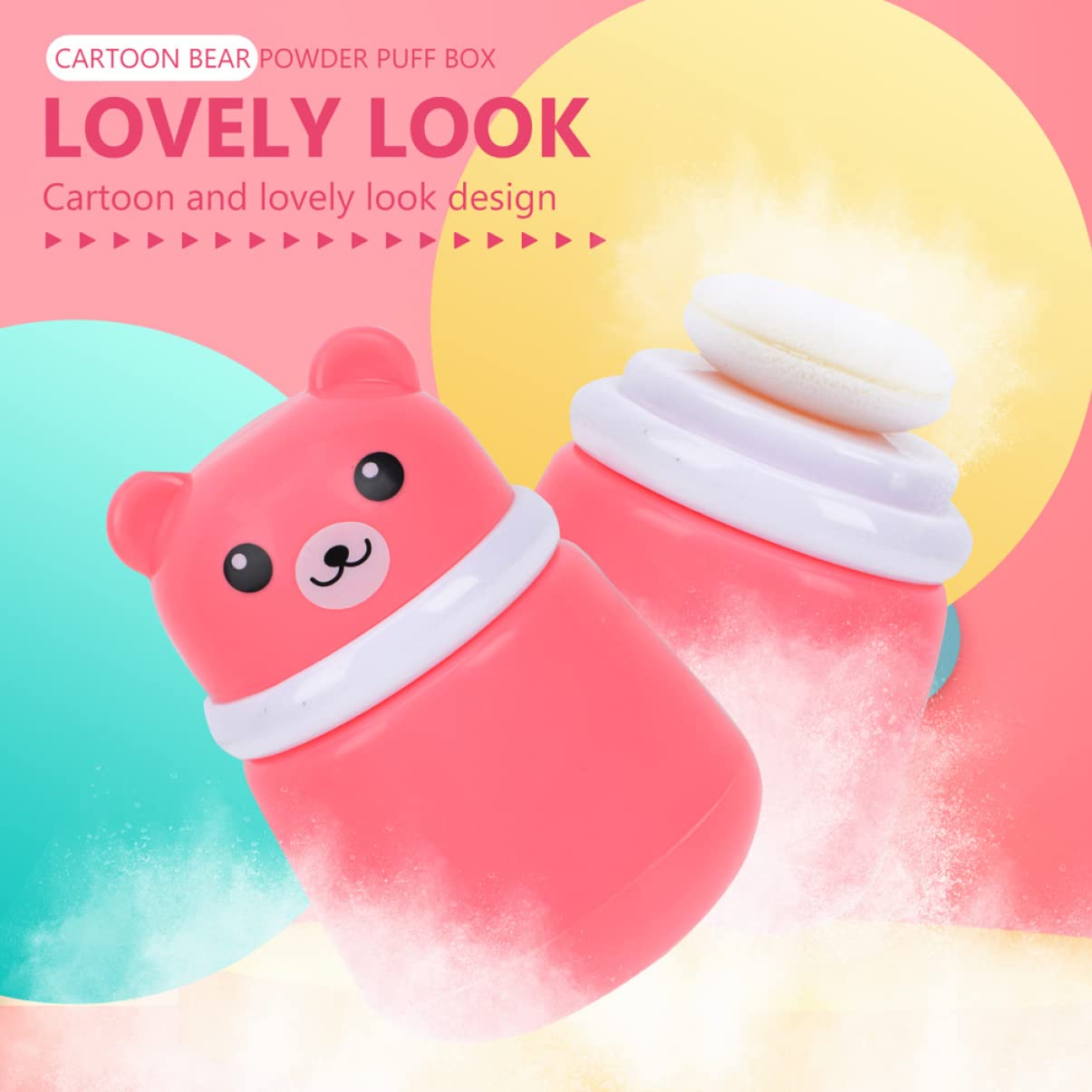 STAHAD 2pcs Body Powder Box Makeup Powder Case Fluffy Powder Puff Body Powder Puff and Container Travel Dispenser Refillable Cosmetic Containers Make up Storage Box Abs Baby