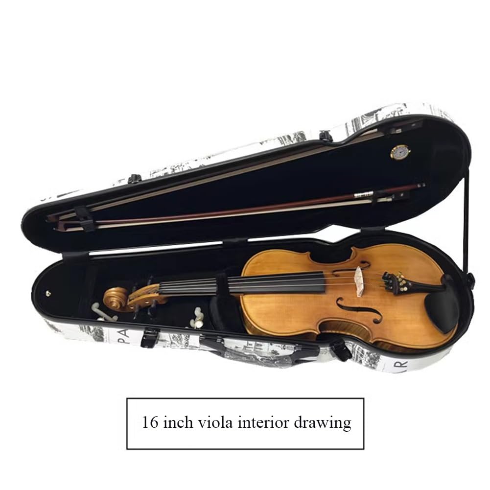HDYNUZ 15-17" Viola Case, carbon fiber Lighweight Viola Hard Case Built-In Thermometer with Double Shoulder Straps, Universal Viola Case (Color : Black stripe)