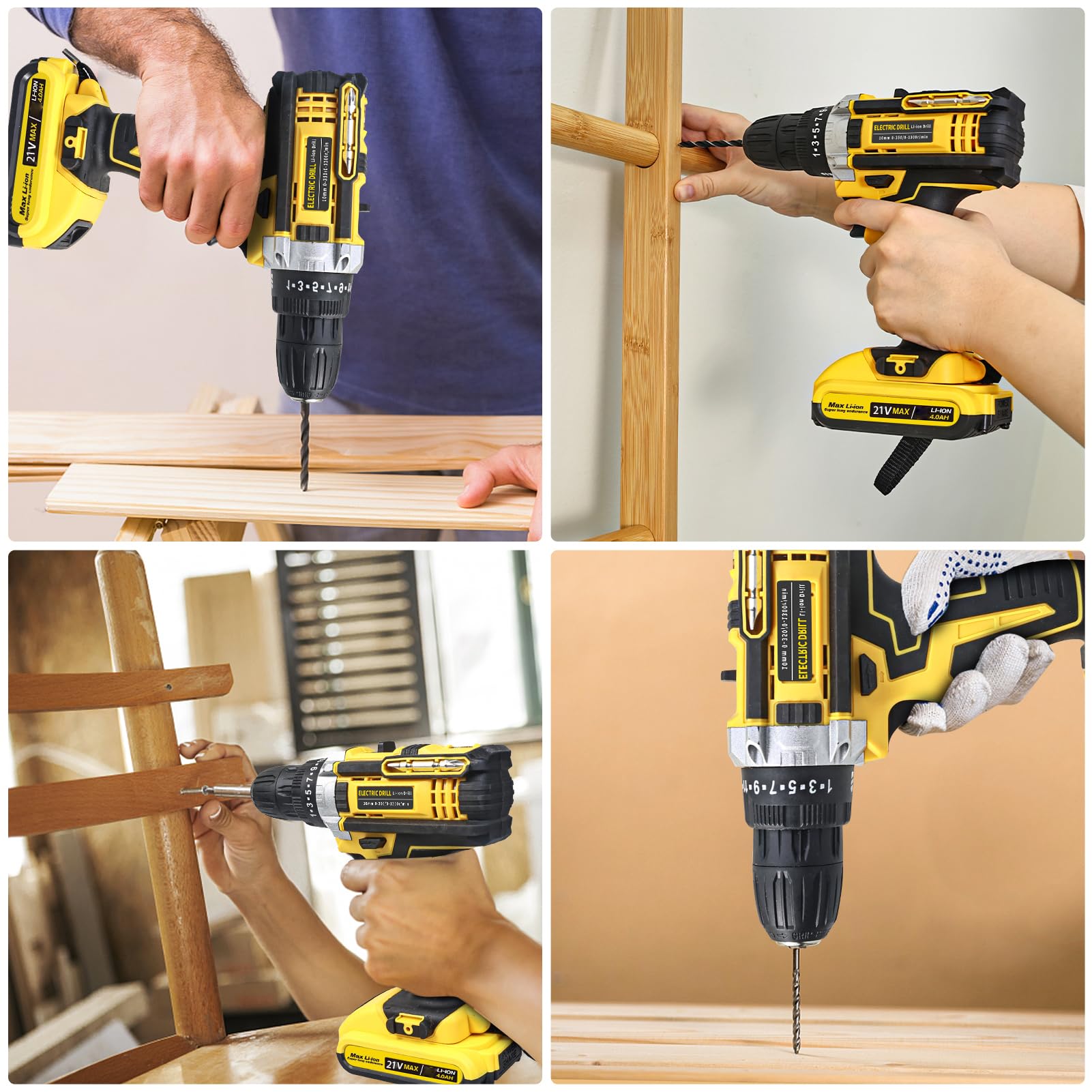 YOSOFT Home Tool Set with Power Drill,119 PCS Cordless Drill Tool Set,25+1 Adjustable Clutch & 3/8 Inch Keyless Chuck Power Drill Driver Set for Men and Women,Repair Toolbox Tools for Home