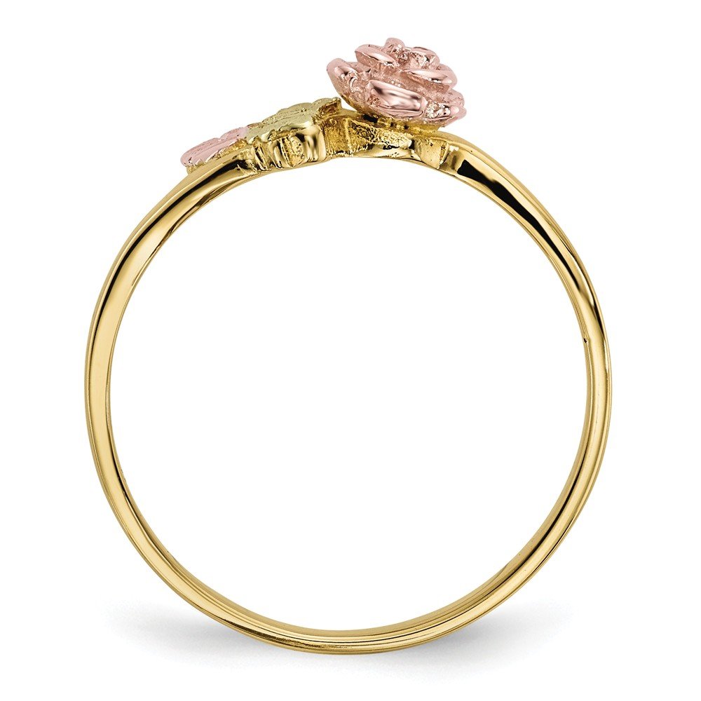 Jewels By Lux 10k Yellow Gold and White Gold Black Hills Gold Diamond Rose Ring