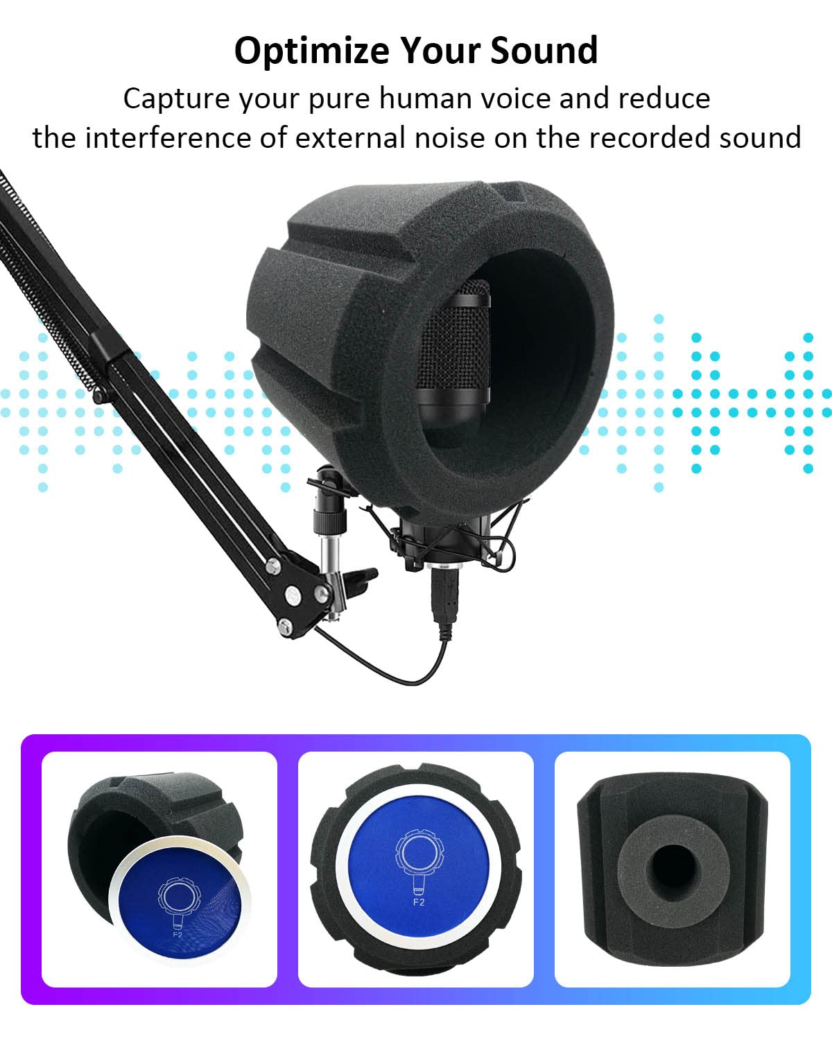 Nahntaipy Microphone Windscreen for Studio Recording Sound-absorbing and Noise Canceling, with Thick Sponge