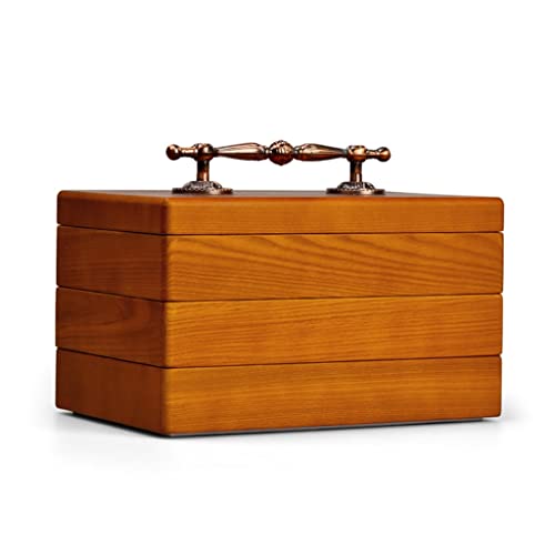 VIBY Multifunctional Solid Wood Box High Capacity Microfiber Jewelry Organizer Storage for Earrings Rings Necklace (Color : E, Size