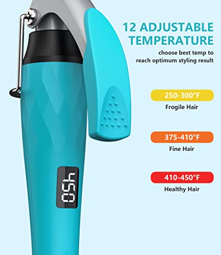 Terviiix 3/4'' Small Curling Iron for Defined Tight Curls, Ceramic Curling Wand Iron for Short to Medium Hair with Keratin & Argan Oil Infused, Digital Display, Long-Lasting, Dual Voltage, with Clamp