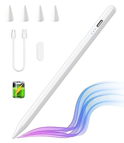 Stylus Pen for iPad, Apple Pencil for iPad 10th 9th Gen, Apple Pen iPad Pencil for iPad Air 5/4/3rd, iPad Pro 11/12.9 Inch, with Palm Rejection & Tilt Sensitivity, Magnetic Stylus iPad Pen, White