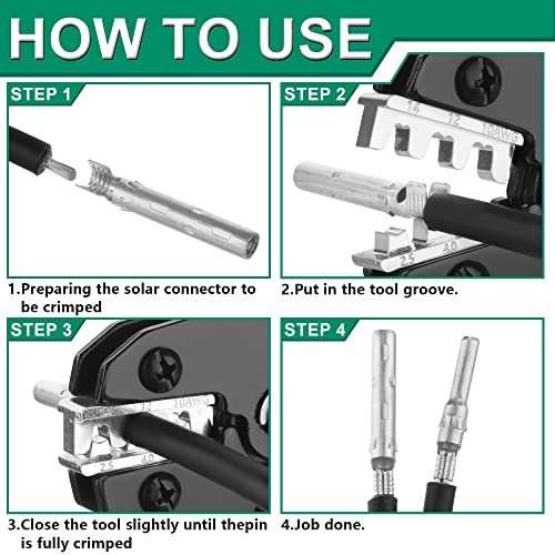 OURU Solar Crimping Tool for 14-10 AWG Solar PV Cable Solar Connectors,Solar Crimper SN-2546B