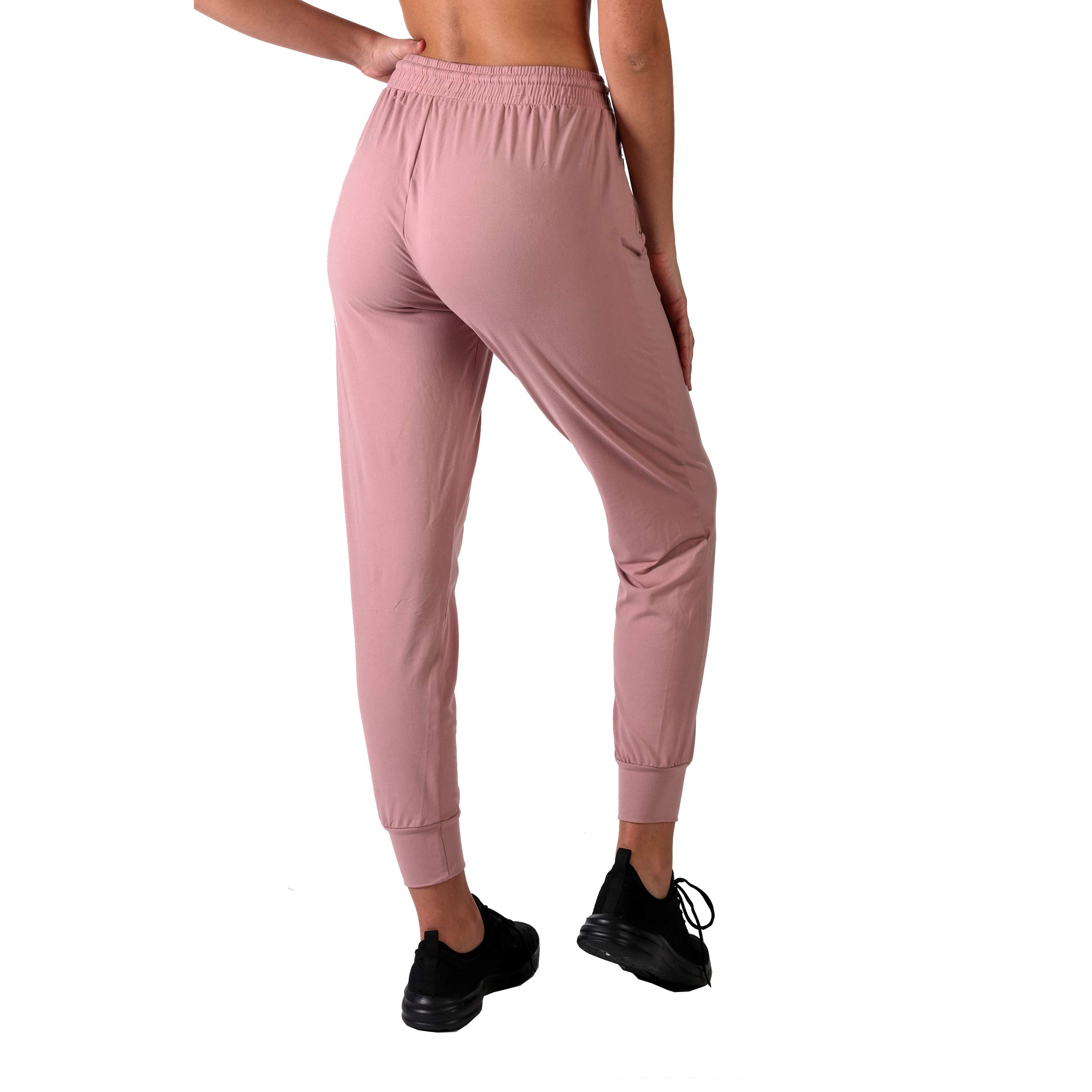 Indero Jogger's Relaxed Fit Style with Side Pocket Gold Zipper Trim Option - Dry Rose LXL