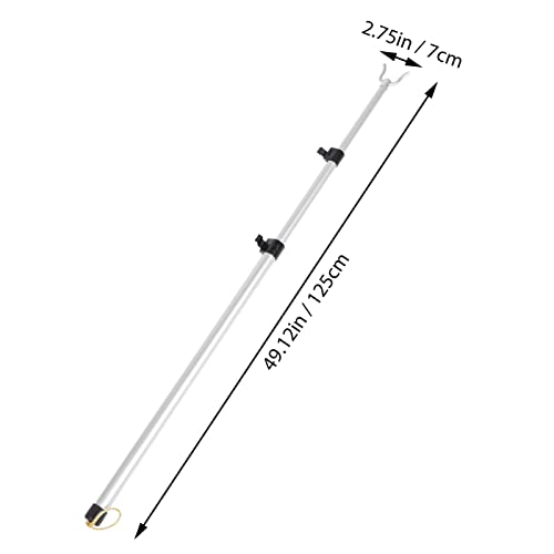 YARNOW White Shelf 49.2 Inch Extendable Reach Pole with Hook, Retractable Reach Stick, Telescoping Reach Closet Pole for Closet Ceiling Outdoor Clothesline () Shower Curtain Hooks