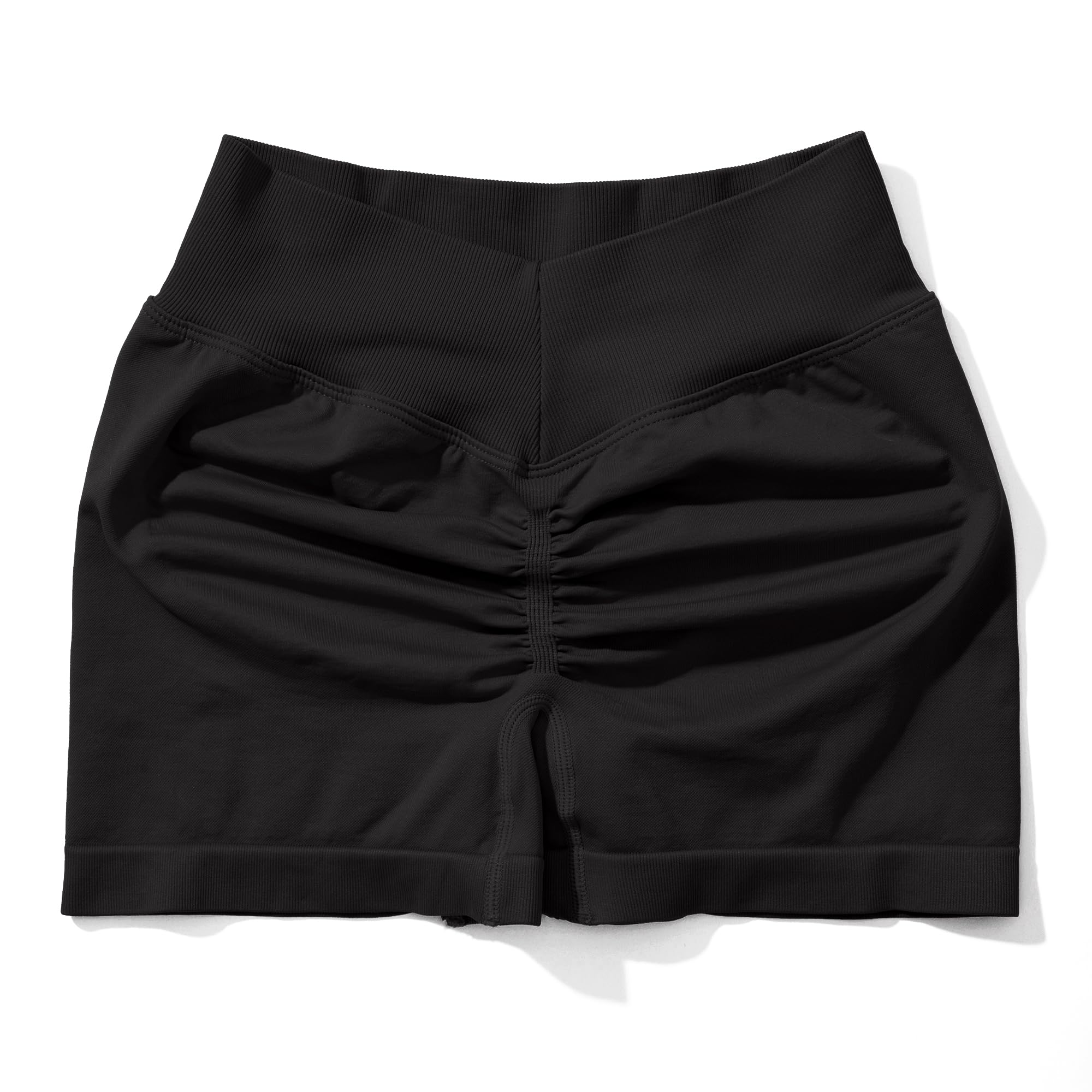 MOOSLOVER Women V Cross Waist Workout Shorts Butt Lifting High Waisted Biker Shorts(M,#2 Black)
