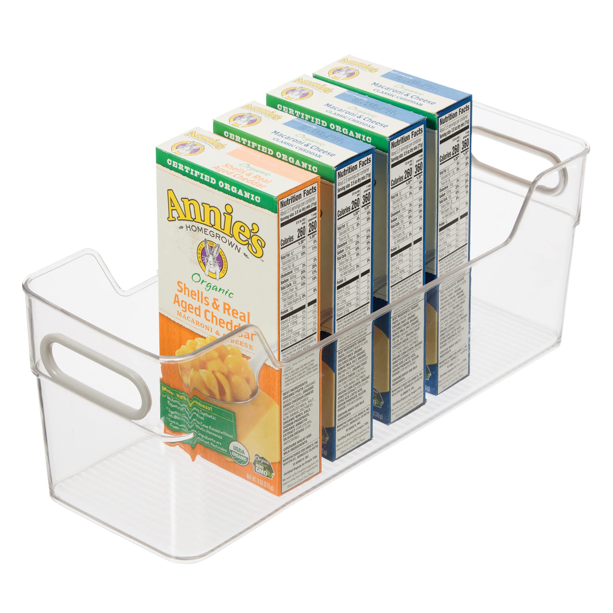 Oggi Cabinet/Drawer High Wall Storage Bin - 14" x 5", Clear/Gray, Ideal for Kitchen Organization, Pantry Storage, Fridge Organizing - Set of 6
