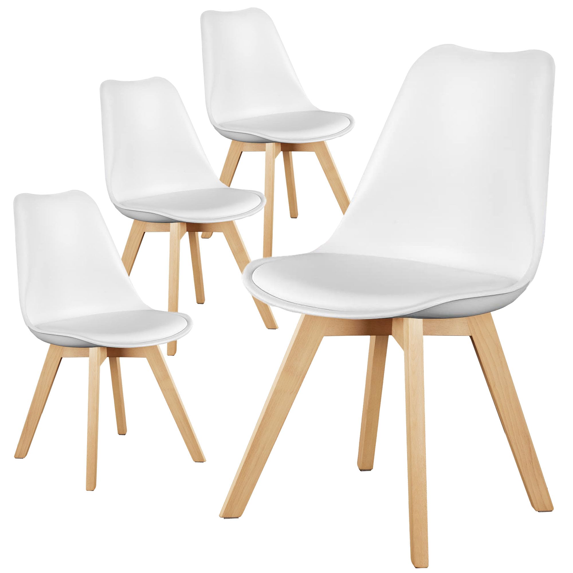 JHK Dining Chairs Set of 4 Dining Room Chairs, Kitchen Chairs Dining Table Chairs, Mid-Century Modern Dining Chairs for Dining,Kitchen, Living Room White