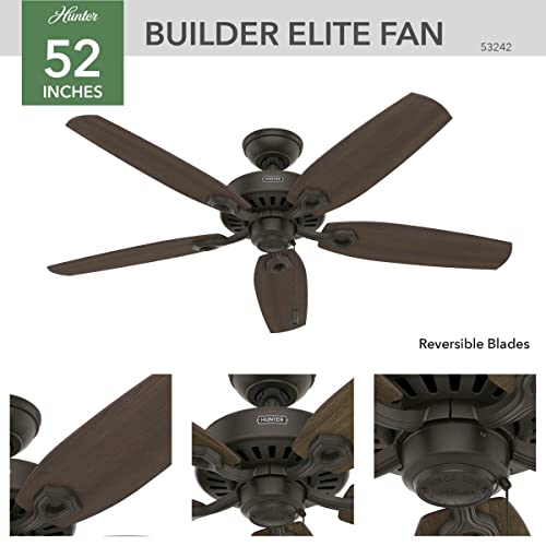 Hunter Fan Company Fan Builder Elite Indoor Ceiling Fan with Pull Chain Control, Metal, New Bronze Finish, 52 Inch