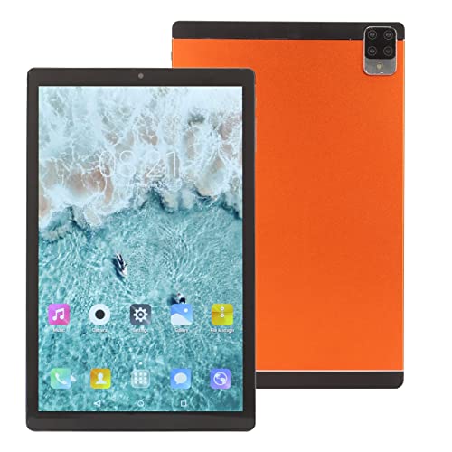 Shanrya HD Tablet, 5800mAh 10.1 Inch Orange Tablet Aluminum Alloy Dual Camera for Family (US Plug)