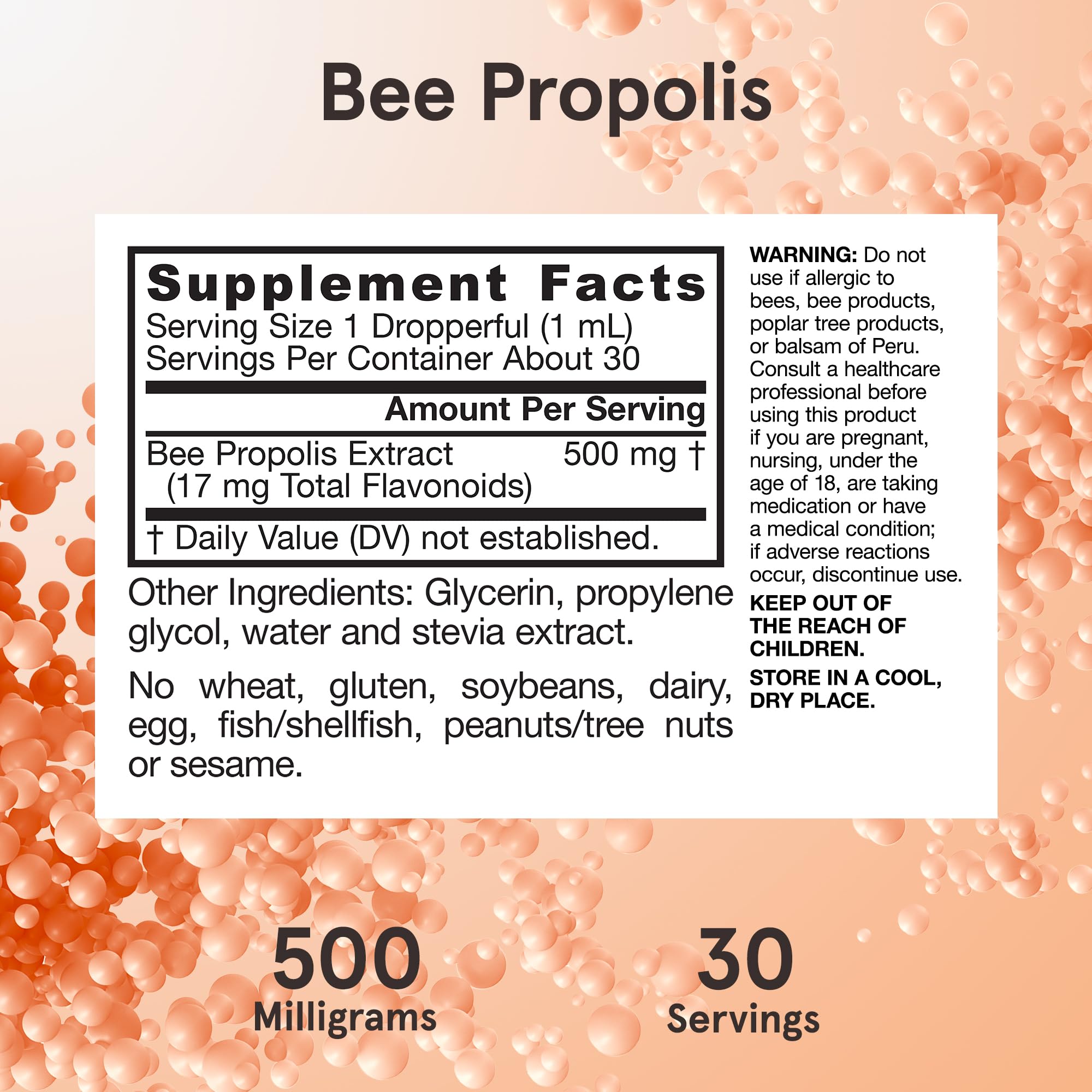 Jarrow Formulas Bee Propolis 500 mg - 1 fl oz - Alcohol-Free Liquid Extract - Immune Support Antioxidant Supplement - Immune Support - Approximately 30 Servings