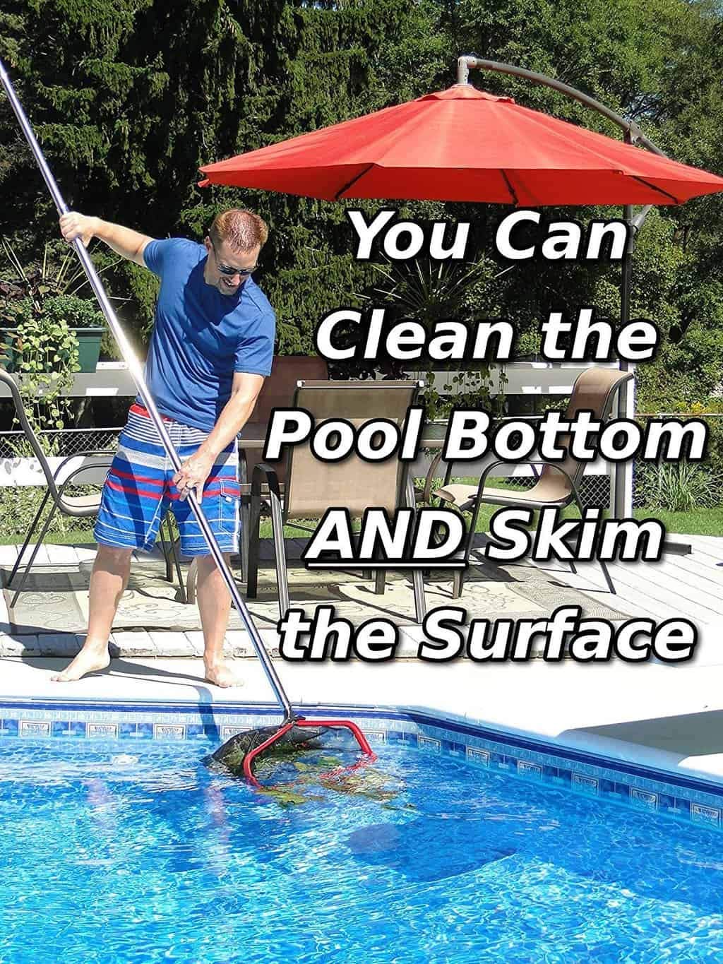 Pool Net with Brush Bundle - ProTuff 10X No Cost, No Hassle Replacements - 19.5" Deep Bag Fine Mesh Pool Net and Modular 22" Corner Cleaning Brush