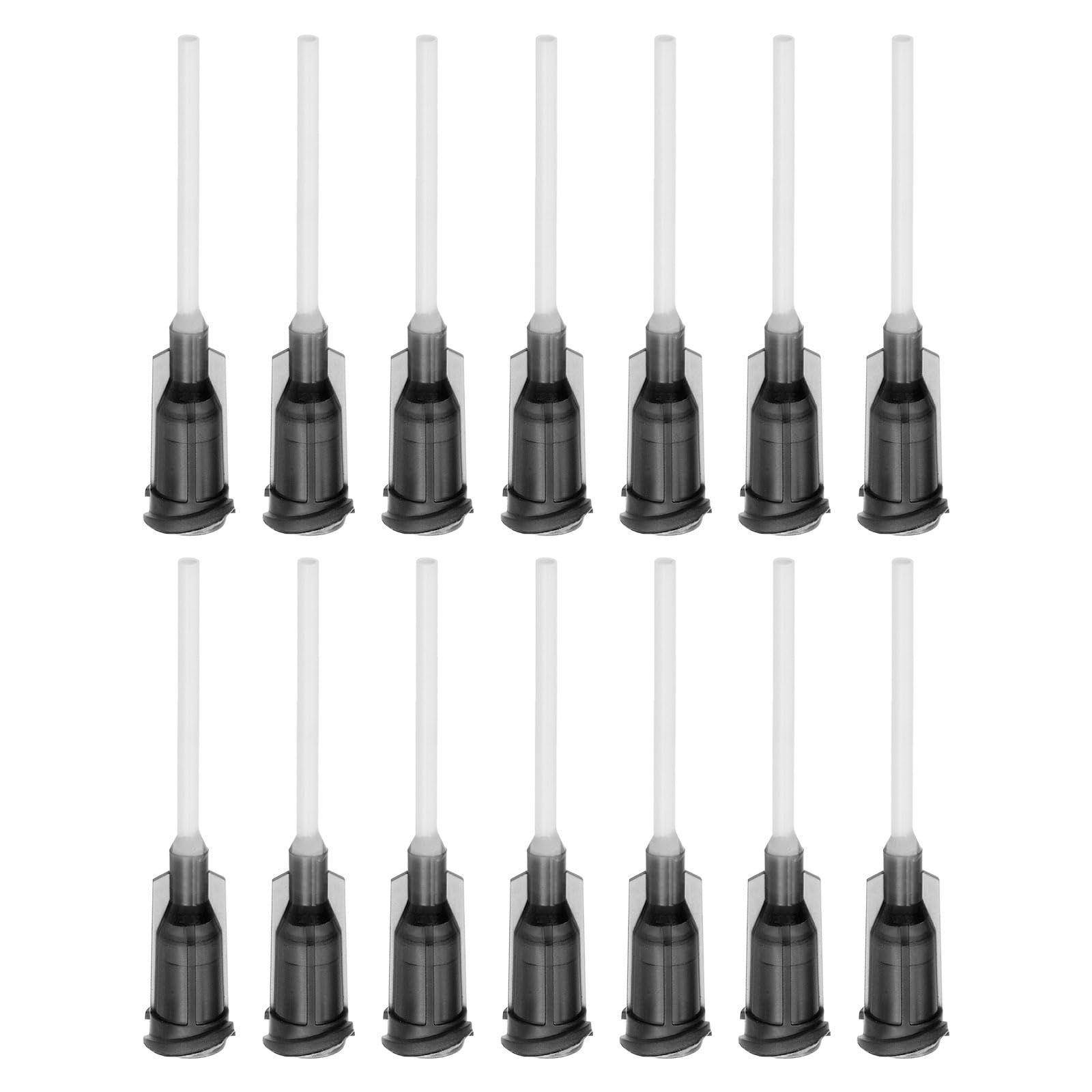 uxcell 50 Pcs 16G Plastic Dispensing Needles, 1" PTFE Glue Needle Tube Blunt Luer Lock Tips Applicator with PP Flexible Needle for Liquid Glue Gun, Grey