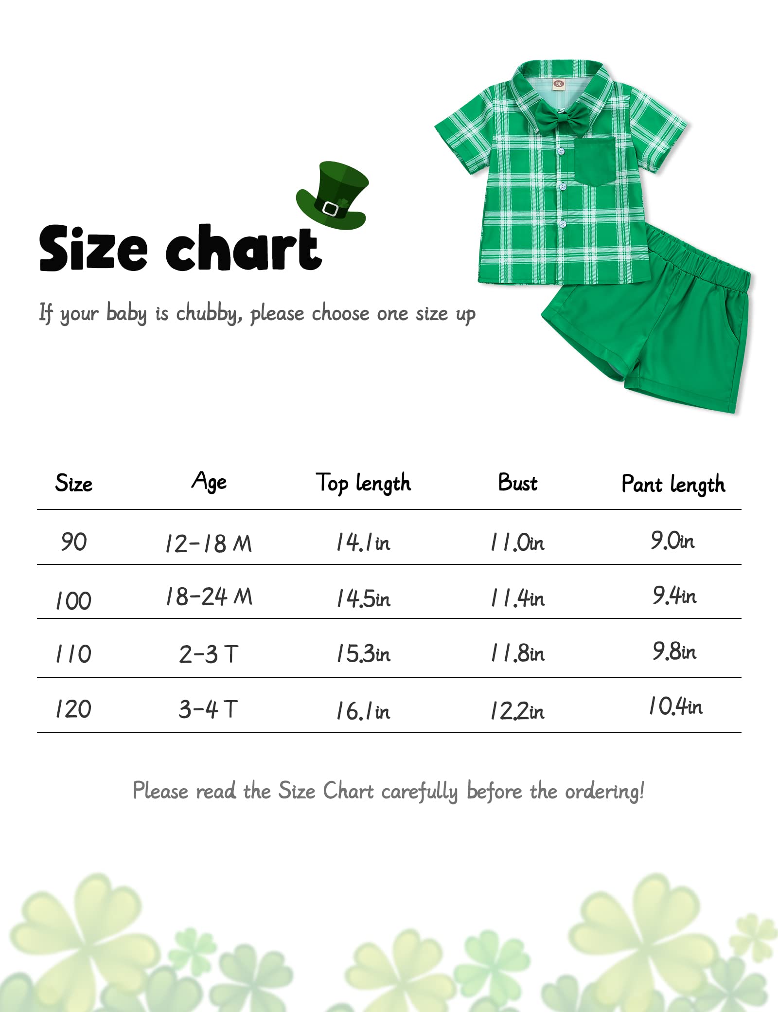 Toddler Baby Boy's St. Patrick's Day Outfits Decal Shirt With Green Short Pant Boys Summer Clothes