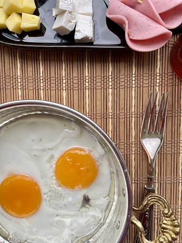 vensila Hand Hammered Copper Pan - Tin Lined Thick Copper Frying Skillet - Authentic Omelette Pan - Red Copper Egg Pan with Brass Handles - Turkish Copper Cookware Sahan (9 inch)