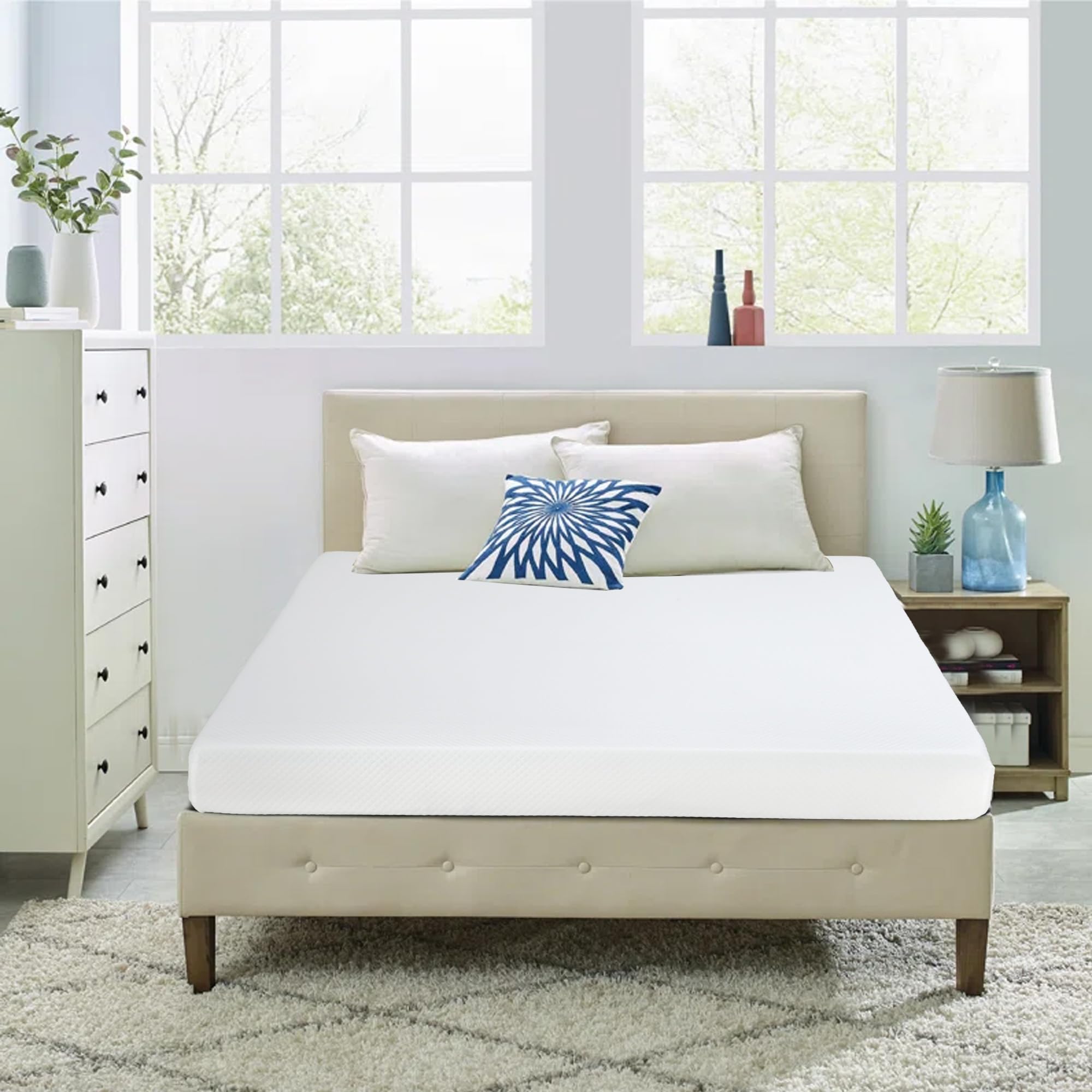Haiput Wam 6 Inch Queen Mattress in a Box, Innerspring Mattress CertiPUR-US Certified, Double Mattress with Bamboo Charcoal Gel Memory Foam, Hybrid Mattress Queen Pressure Relief(6in Queen)