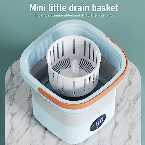 Jiawu Compact Portable Washing Machine, Lightweight Collapsible Bucket Washer with LCD Panel, Ideal for Camping RV Travel Apartment, 6L Capacity (US Plug)