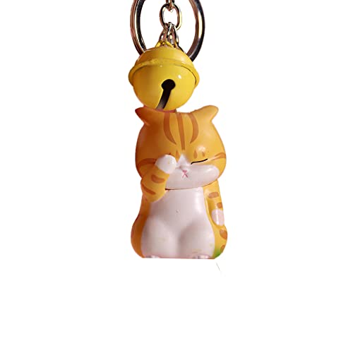 MoreChioce Cute Cat Keychain, Detachable Keyring Cat Resin Key Chain Charms Key Ring Car Pendant for Purse Handbag Bag,Chestnut