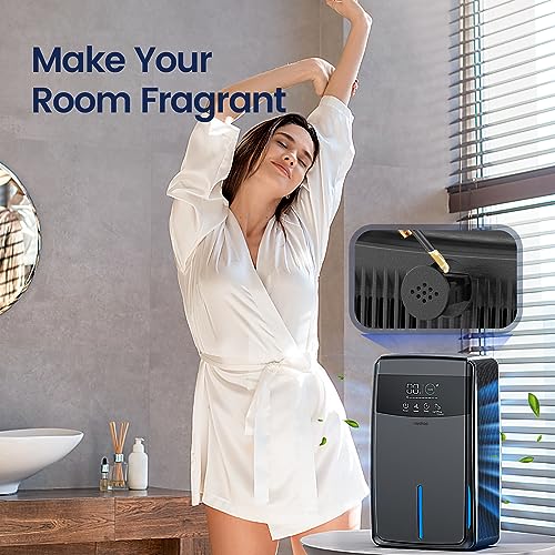 raydrop Dehumidifier for Bedroom, 95 OZ Water Tank, Dehumidifier with Drain Hose for Home Basement Bathroom, Timer, Cycling 7 Color Lights, Quiet Sleep Mode, Aromatherapy, Auto Shut-Off