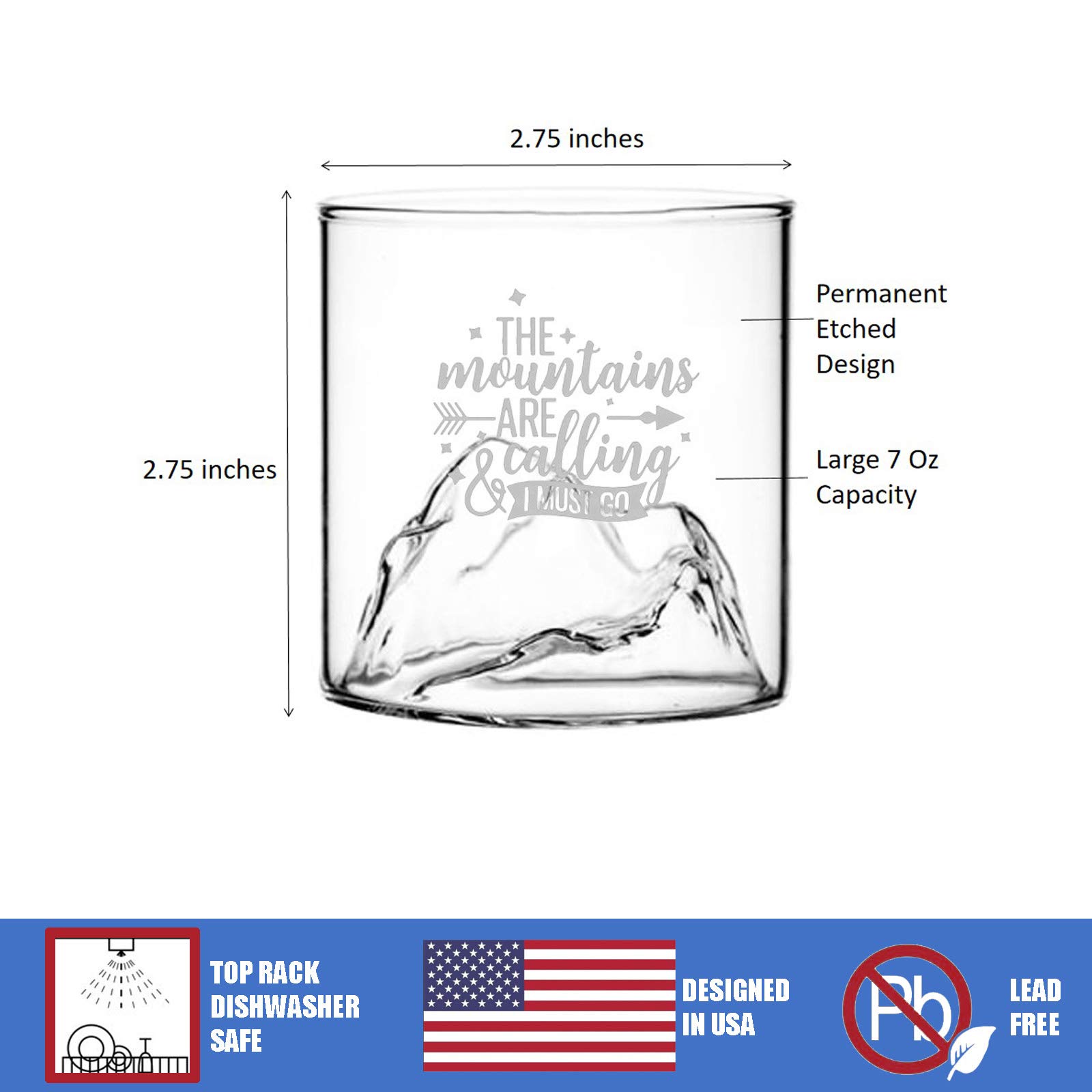 Osci-Fly Valentines Day Gifts for Dad, The Mountains Are Calling Camping Tumbler Whiskey Glass
