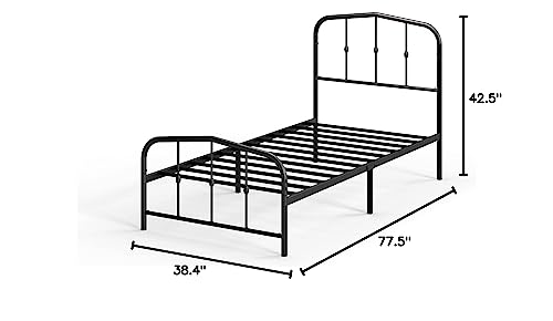 Zinus Heidi Metal Platform Bed Frame/Steel Mattress Foundation/Bed Frame with Headboard and Footboard/No Box Spring Needed/Easy Assembly, Black, Twin