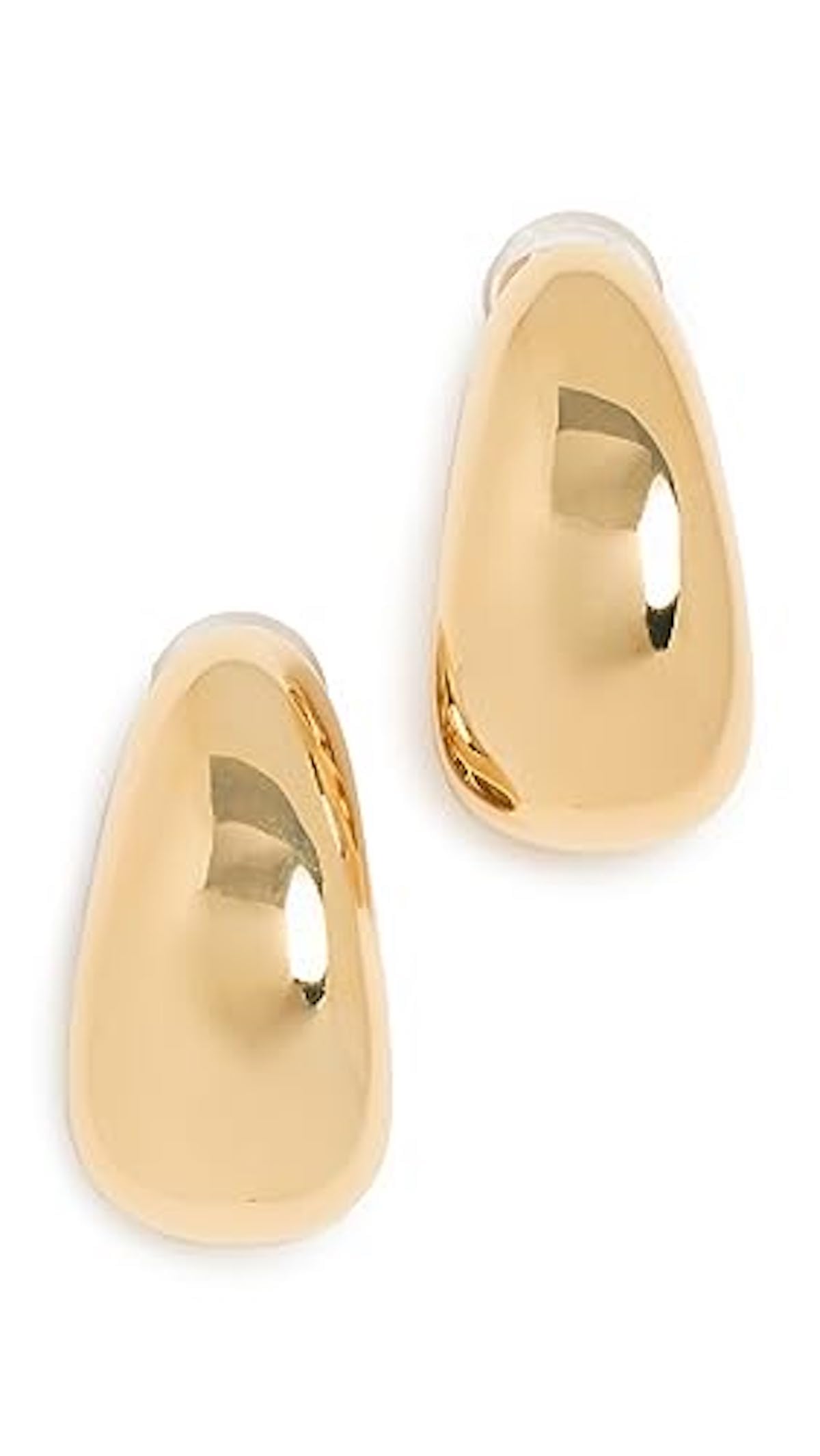 Kenneth Jay Lane Polished Gold Long Tapered Hoop Clip Earrings (Wide Clip Hoop - Large)