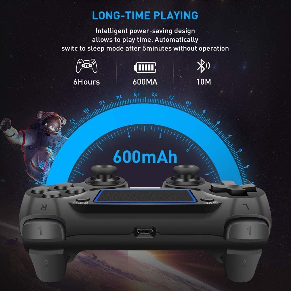 Morenjoy Replacement for PS4 Controller, Wireless Controller Bluetooth Dual Vibration Game Joystick Controller for PS4/ Slim/Pro, Compatible with PS4 Console ps3/pc Controller black