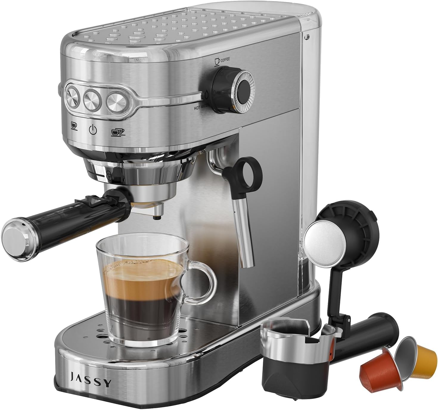 JASSY Espresso Maker Latte Makers 20 Bar Cappuccino Machine Compatible for NS Original Capsules with Milk Frother for Espresso/Cappuccino/Latte/Mocha/NS Capsules for Home Brewing