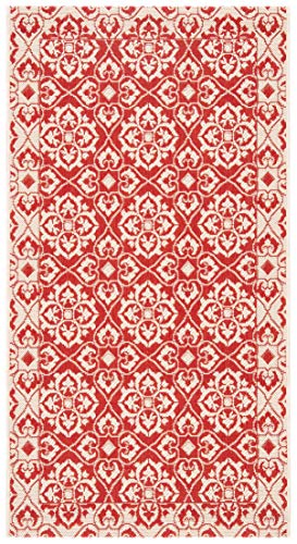 SAFAVIEH Courtyard Collection 2'7" x 5' Red/Cream CY6550 Indoor/ Outdoor Waterproof Easy Cleaning Patio Backyard Mudroom Area Rug