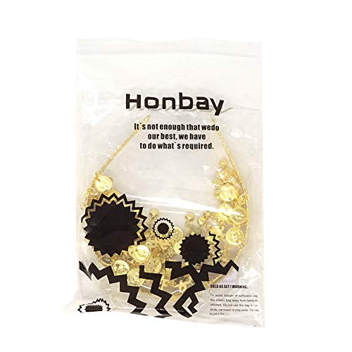 Honbay Belly Dance Hair Hoop Indian Dance Headband Tribal Headband with Bells and Coin Ornaments (Gold)