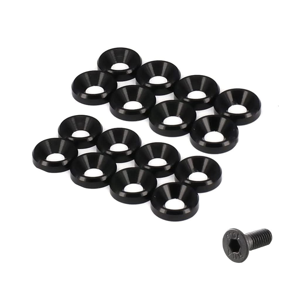 RCsupplier 100Pcs M5 Black Countersunk Head Washer for Screw RC/FPV/PC/Drone/Simracing/Mechanical Accessories Model Parts (M5 Countersunk Head Washer,Black,100)