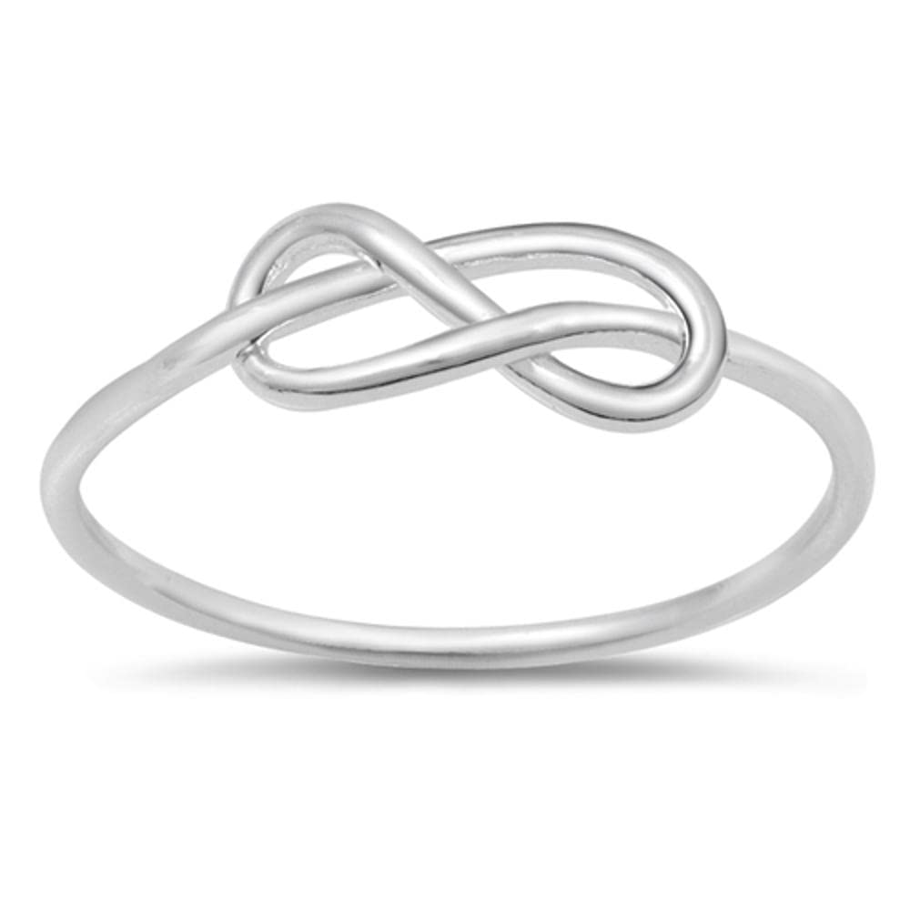 Infinity Knot Forever Love Polished Ring .925 Sterling Silver Band Size 8