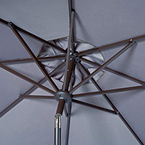 Safavieh PAT8008A Collection Milan Fringe Navy and White 9Ft Crank Outdoor Push Button Tilt Umbrella