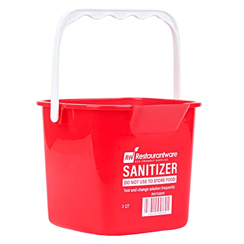 Restaurantware Clean 3 Quart Cleaning Bucket, 1 Detergent Square Bucket - With Measurements, Built-In Spout & Handle, Red Plastic Utility Bucket, For Home Or Commercial Use
