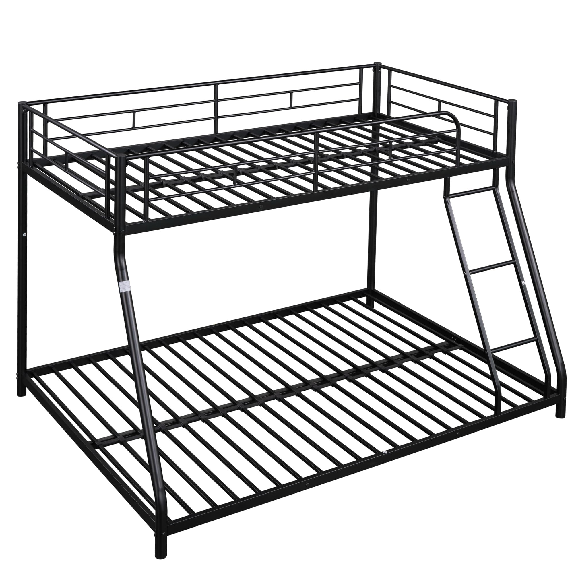 HUAYICUN Bunk Bed Twin Over Full Size with Ladder, Twin over Full Bunk Bed and Full-Length Guardrail, No Box Spring Needed, Noise Free