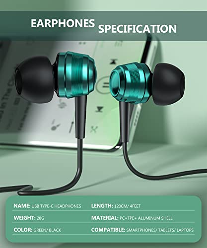 USB C Headphones, Wired Earbuds for iPhone 15 Plus, Samsung S23 Ultra S22 DAC Digital Earphones Stereo Audio in-Ear Headphones with Microphone for iPad 10th Samsung S21 A53 S20 Google Pixel 7 Pro
